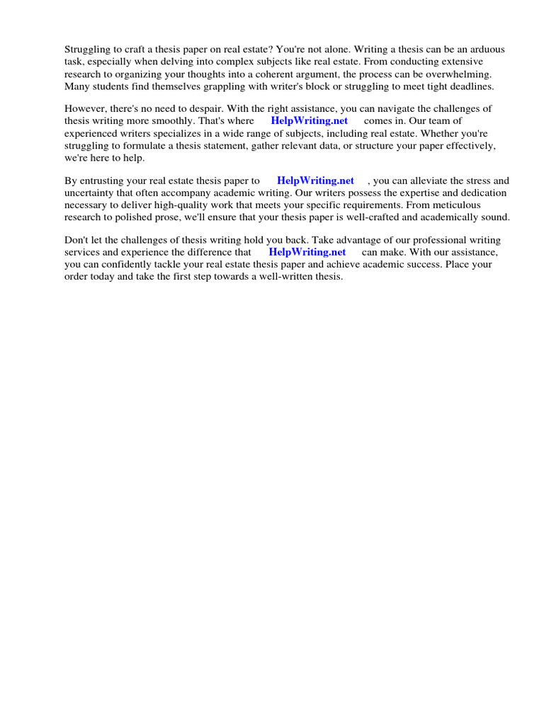 Real Estate Thesis Paper | PDF | Real Estate Appraisal | Market (Economics)