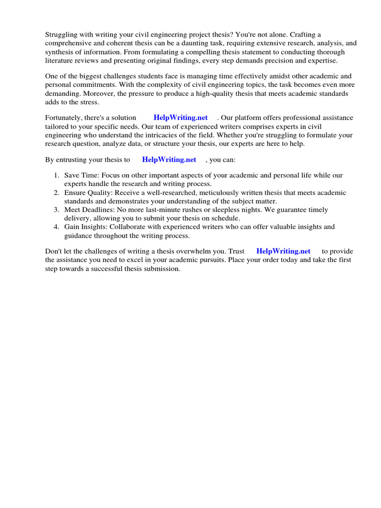 Civil Engineering Project Thesis PDF | PDF | Thesis | Soil