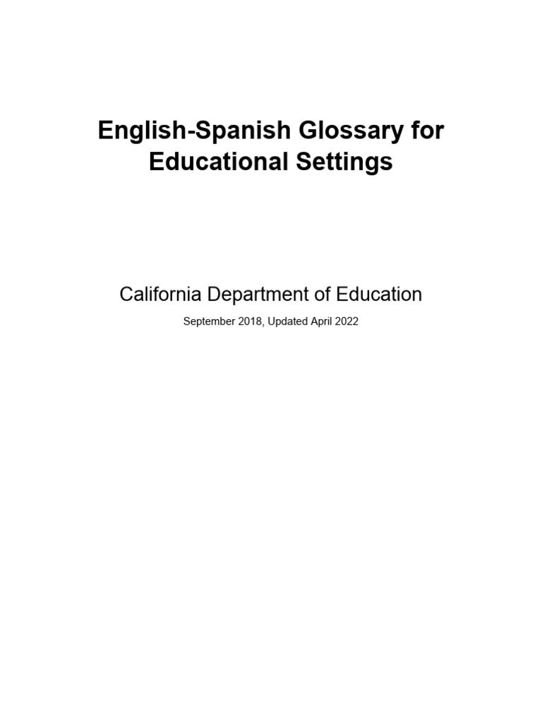 education glossary | PDF | Spanish Language | Translations