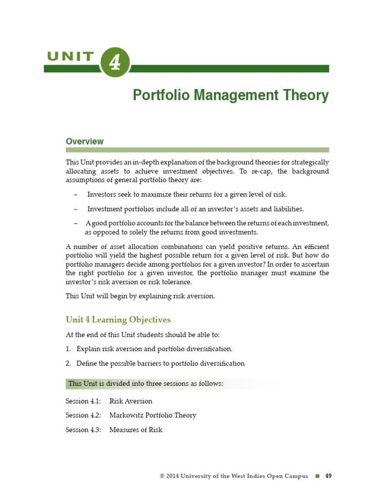FINA2004 Unit 4 | PDF | Utility | Modern Portfolio Theory