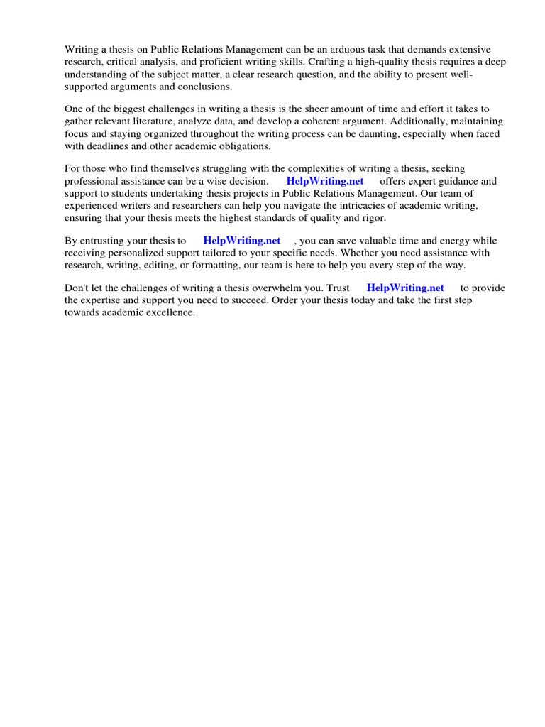 Thesis On Public Relations Management | PDF | Public Relations | Communication