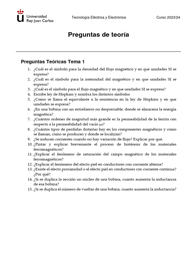 Preguntas teóricas | PDF | Transformador | Inductor