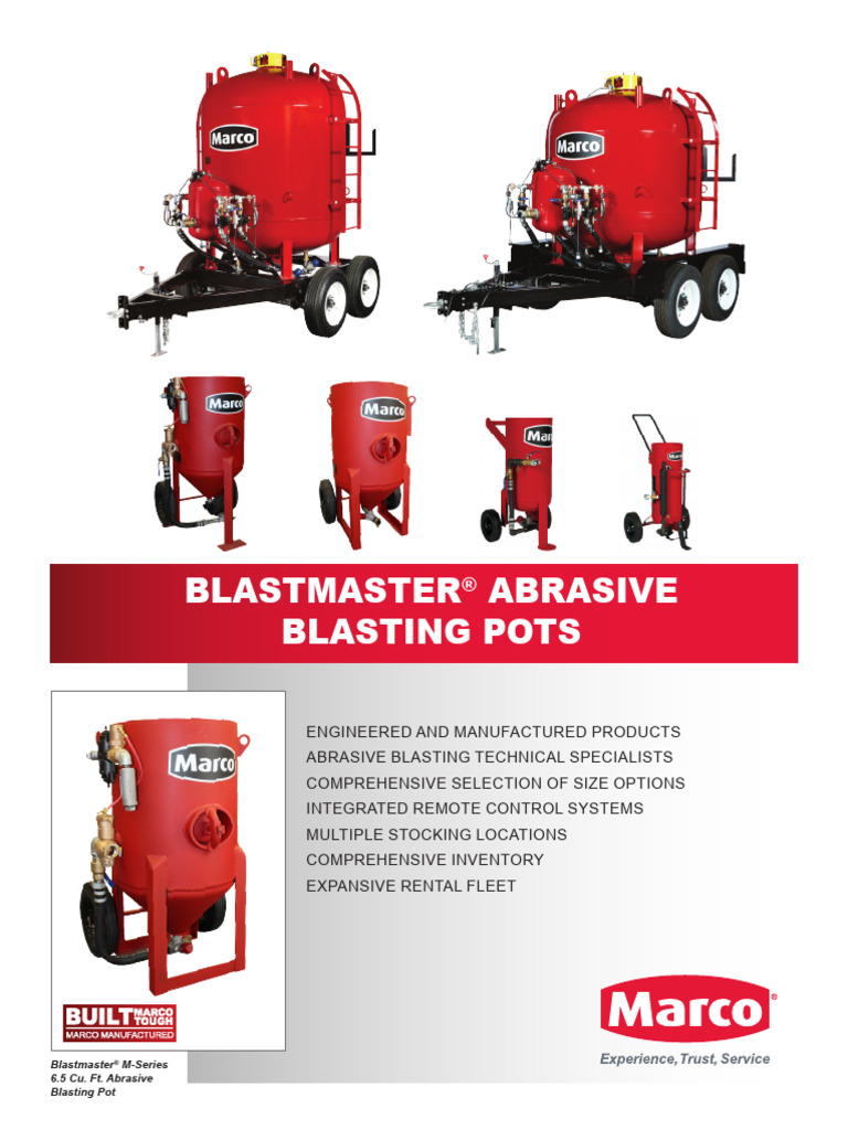 Marco Blast Pots Brochure 101m490 | PDF | Valve | Abrasive