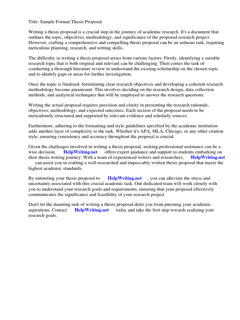 Sample Format Thesis Proposal | PDF | Thesis | Methodology
