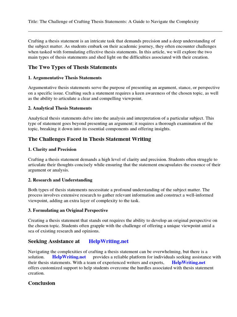 2 Types of Thesis Statements | PDF | Essays | Thesis