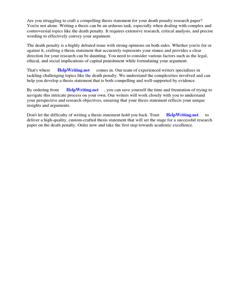 Death Penalty Research Paper Thesis Statement | PDF | Capital ...