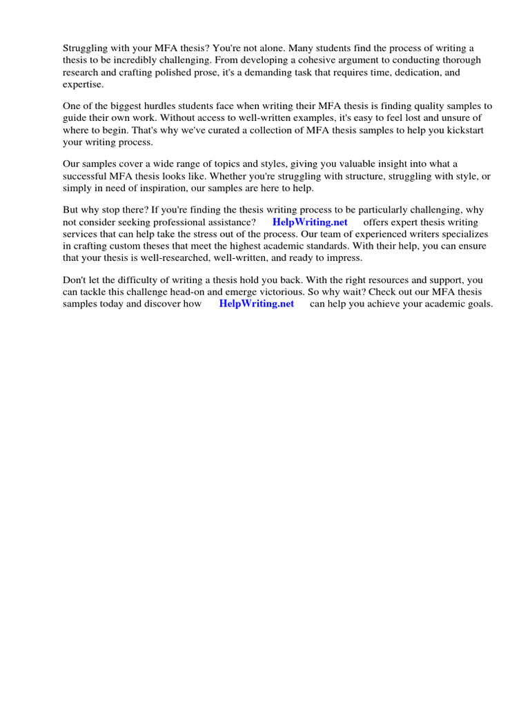 Mfa Thesis Samples | PDF | Thesis