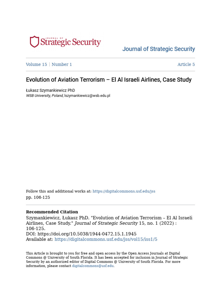 Evolution of Aviation Terrorism | PDF | Aircraft Hijackings | Crime & Violence