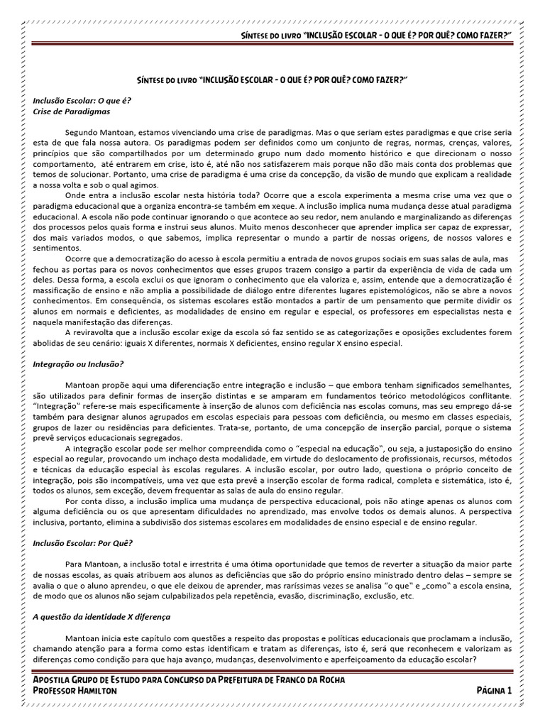 20 - Mantoan, Maria Teresa. - Inclusão escolar | PDF | Pedagogia ...