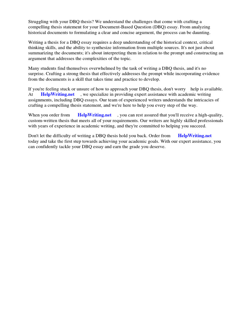 DBQ Thesis Examples | PDF | Essays | Thesis