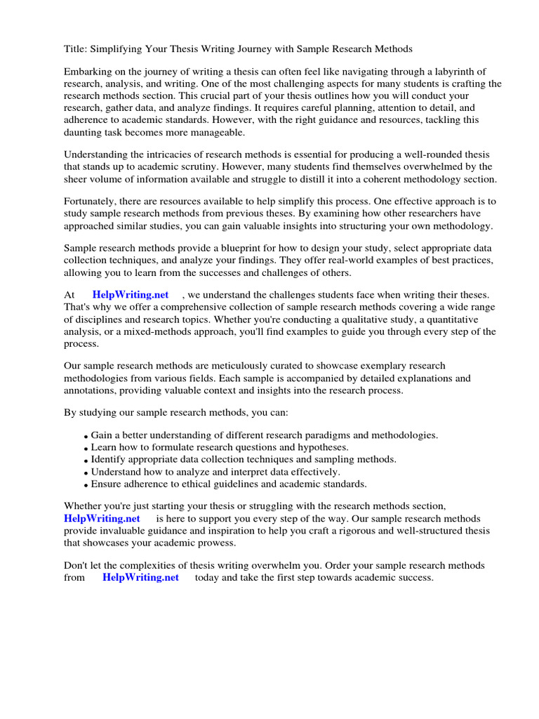 Sample Research Methods in Thesis | PDF | Methodology | Sampling ...