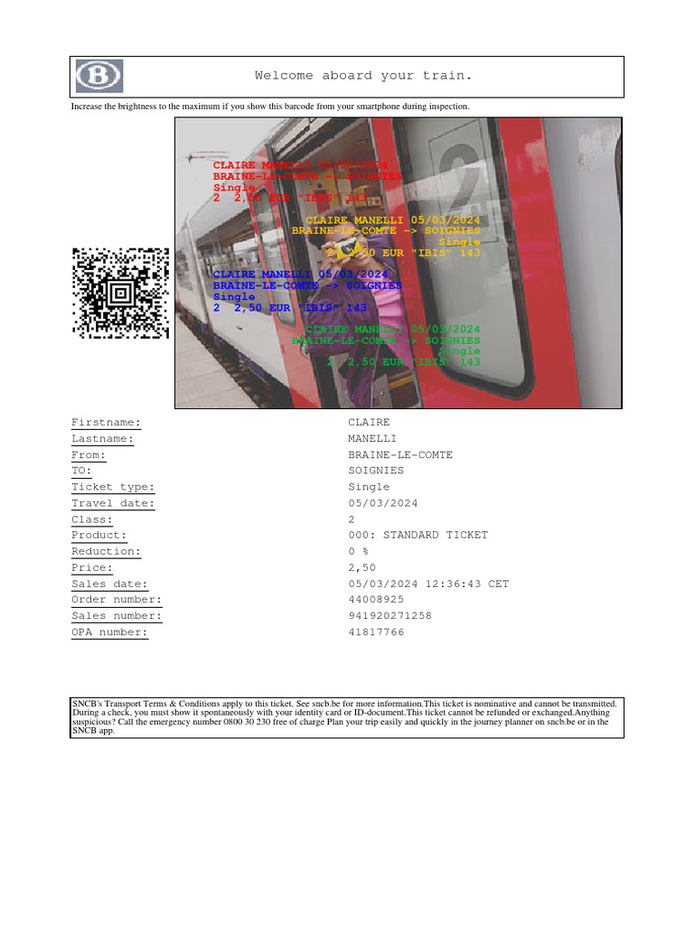 Standard Ticket Claire Manelli 1 | PDF | Public Transport | Smart Devices