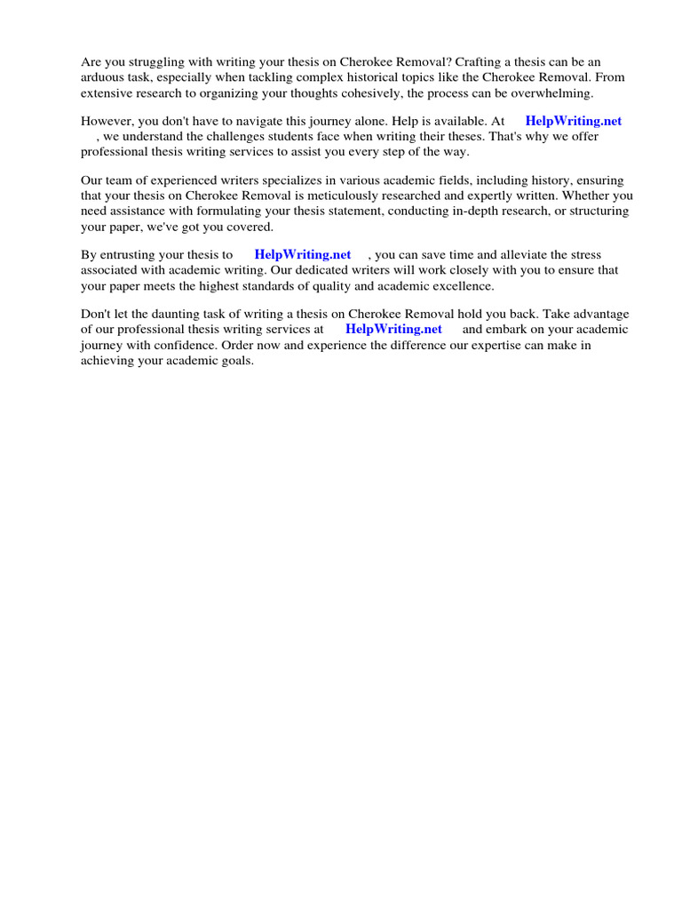 Cherokee Removal Thesis | PDF | Cherokee | Trail Of Tears
