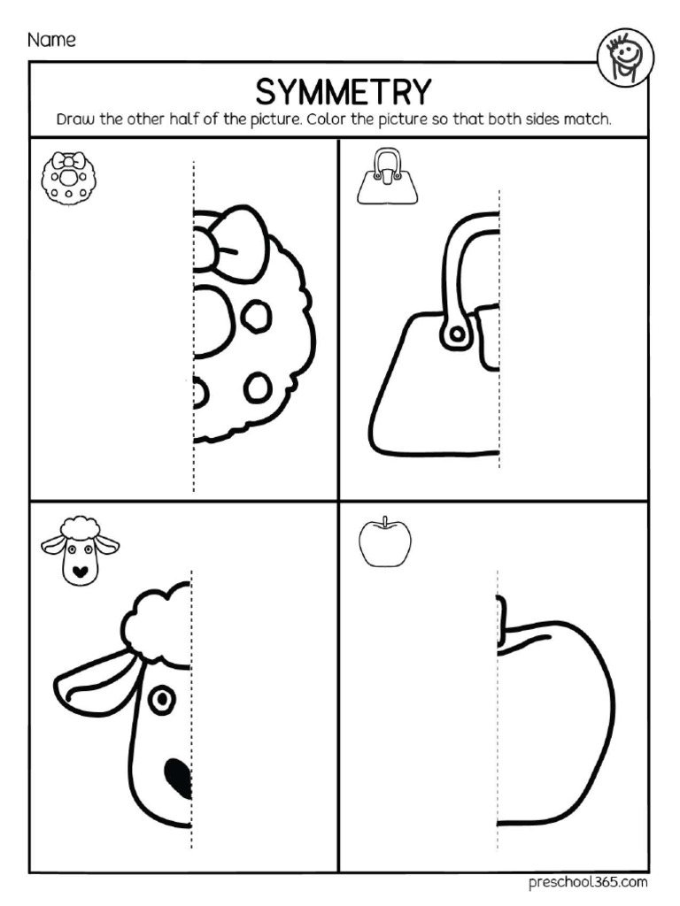 Prek Symmetry Worksheet For Preschoolers | PDF