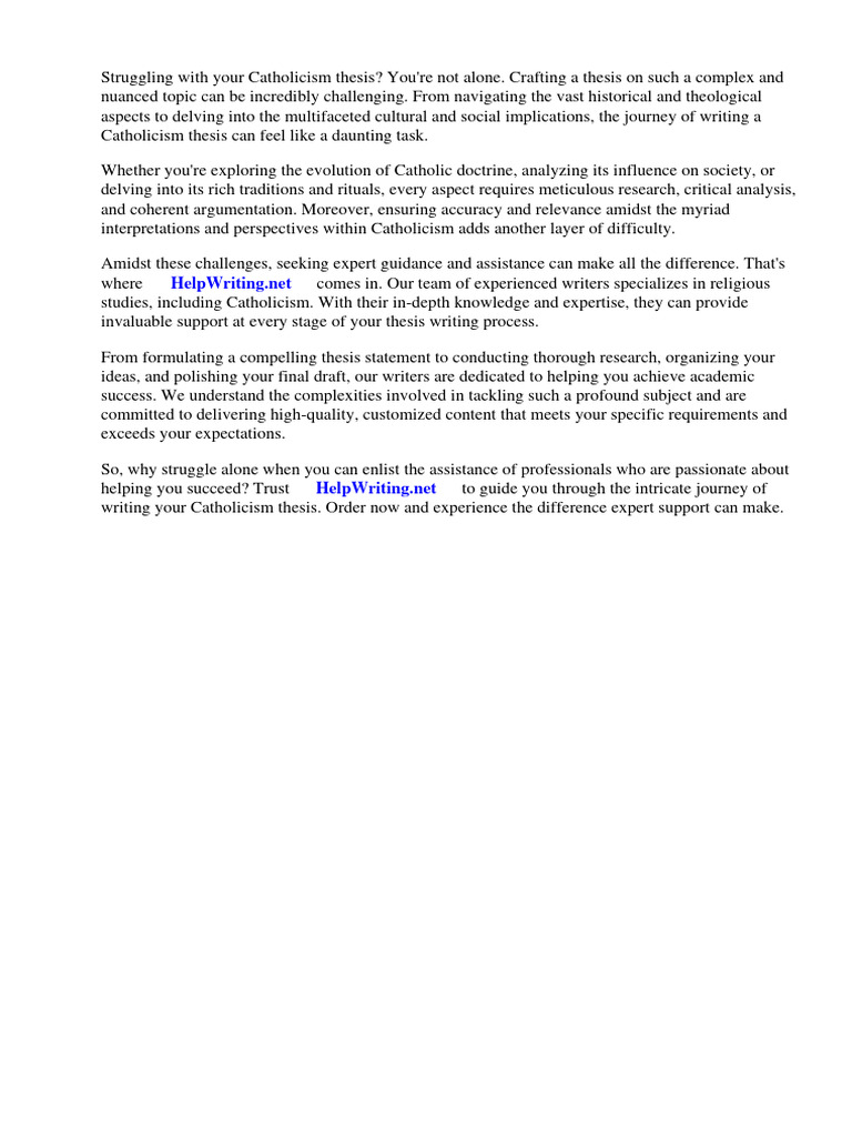 Catholicism Thesis Statement | PDF | Catholic Church | Jesus