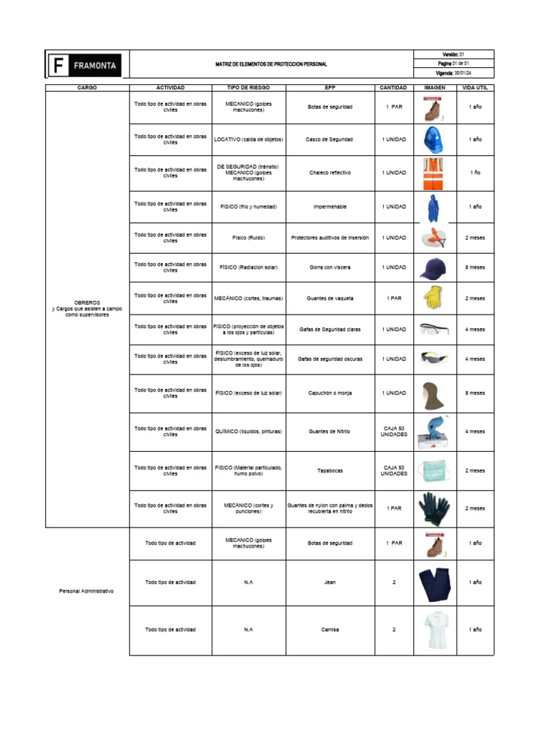 MATRIZ DE EPP | PDF | Ciencias fisicas