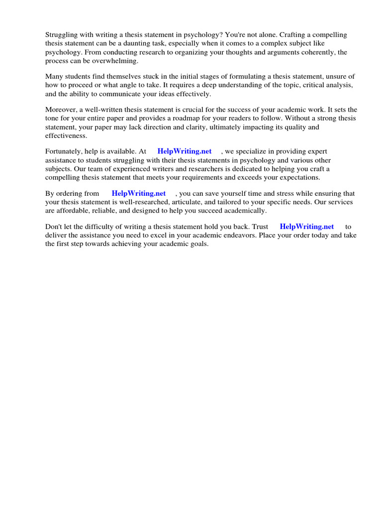Psychology Thesis Help for Students | PDF | Psychology | Thesis