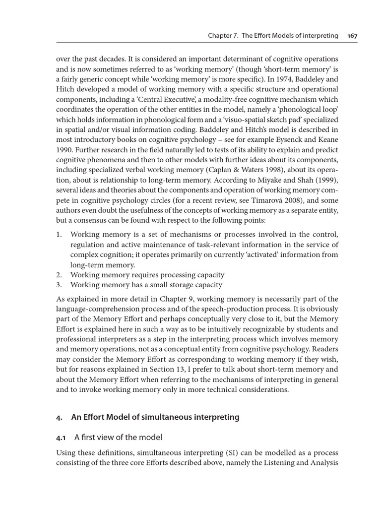 3-3 - Gile - The Effort Models of Interpreting | PDF | Working Memory | Mental Processes