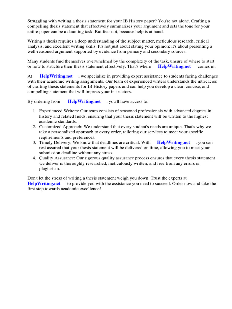 Ib History Thesis Statements | Download Free PDF | Essays | Thesis