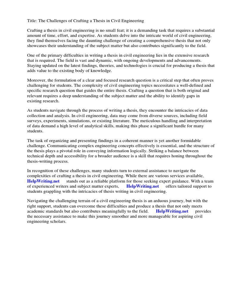 Sample Thesis Title Civil Engineering | PDF | Engineering | Thesis