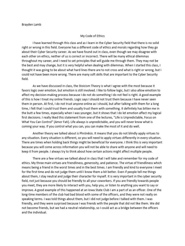 Code Ethics Pdf Cyberwarfare Security