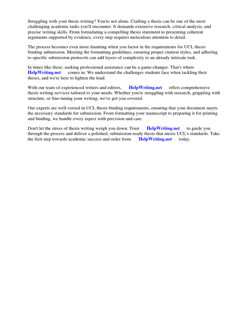 UCL Thesis Writing & Binding Help | PDF | Thesis