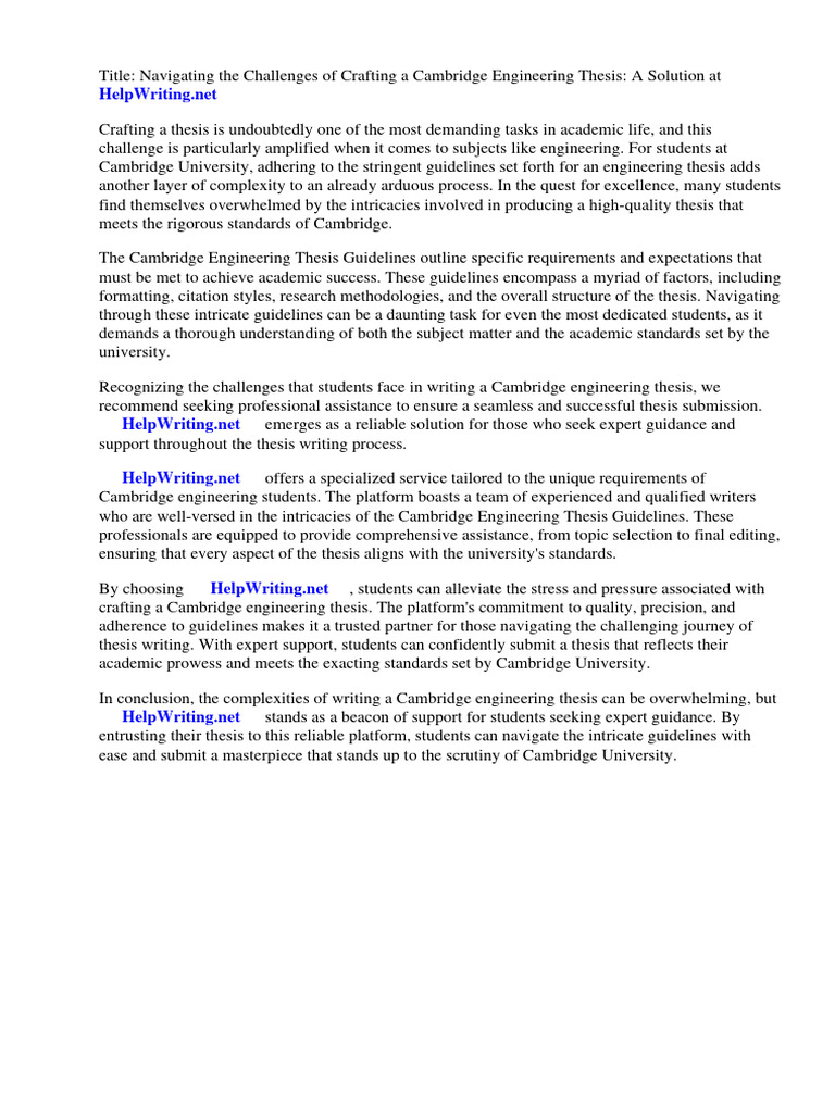Cambridge Engineering Thesis Guidelines | PDF | Thesis | Engineering