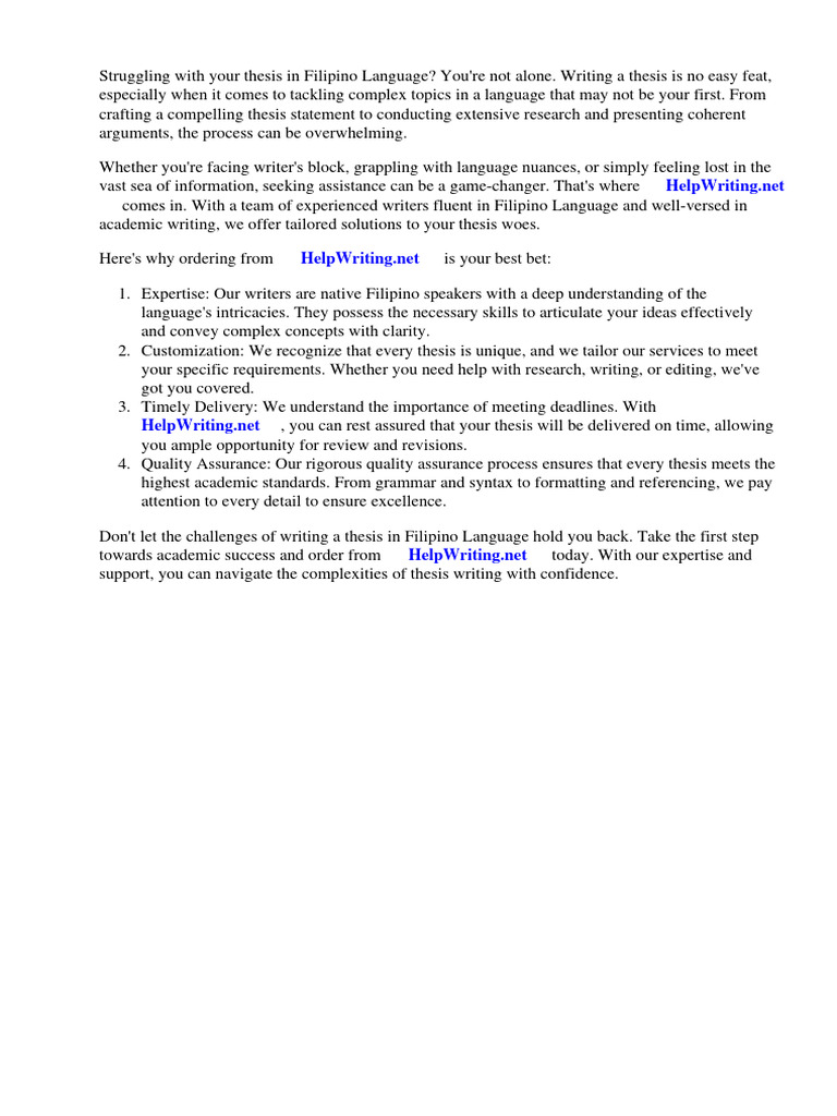 Thesis Sample Filipino Language | PDF | Human Communication | Writing