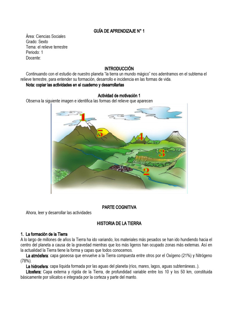 GUIA DIDACTICA RELIEVE TERRESTRE | PDF | Temblores | Tierra