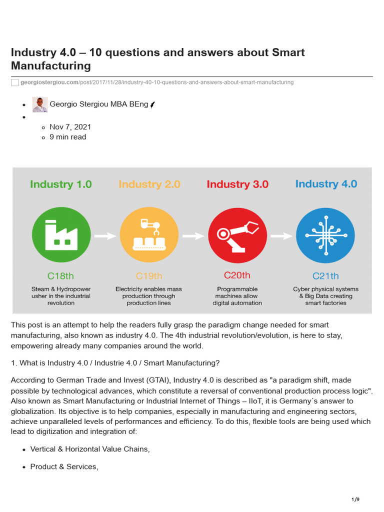Industry 40 10 Questions and Answers About Smart Manufacturing | PDF | Internet Of Things ...