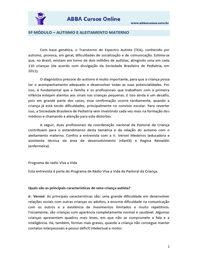Curso 5 Aula TEA | PDF | Alergia | Espectro do autismo