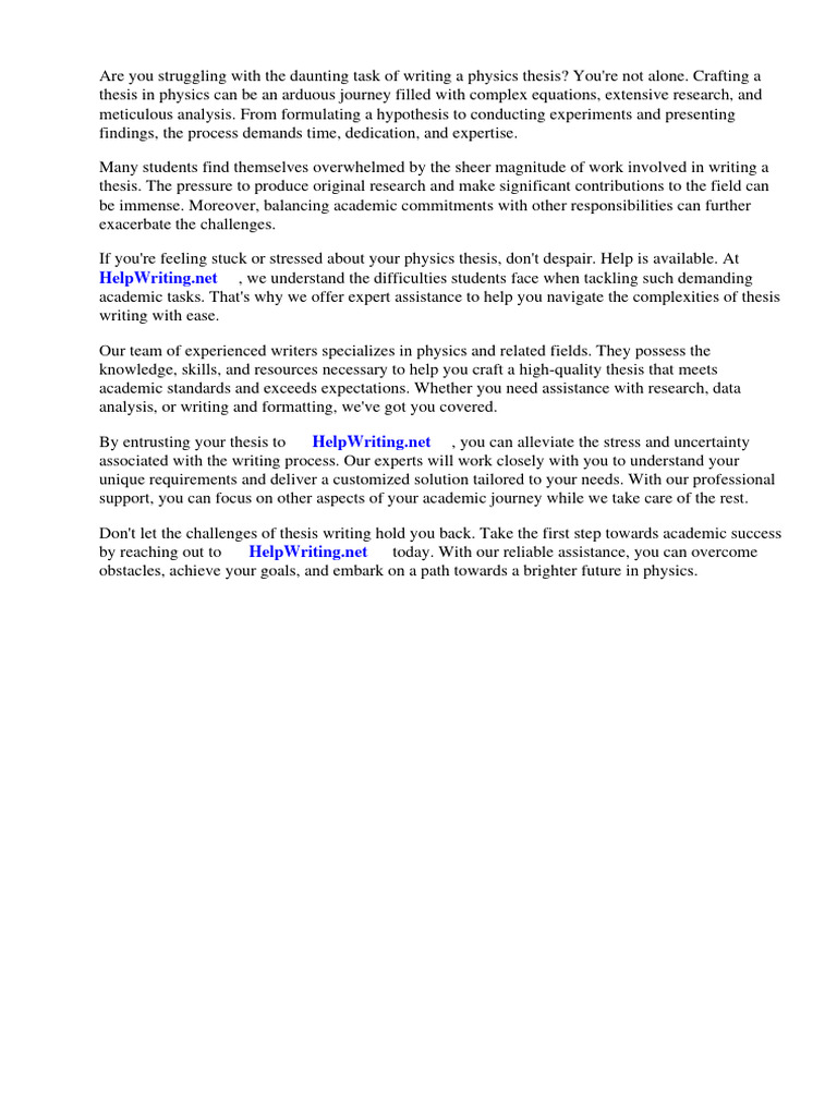 Sample Physics Thesis Titles | Download Free PDF | Thesis ...