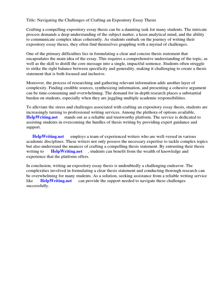 How To Write A Expository Essay Thesis | PDF | Essays
