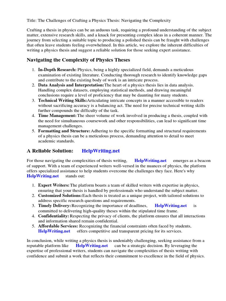 Thesis Physics PDF | PDF | Thesis | Essays