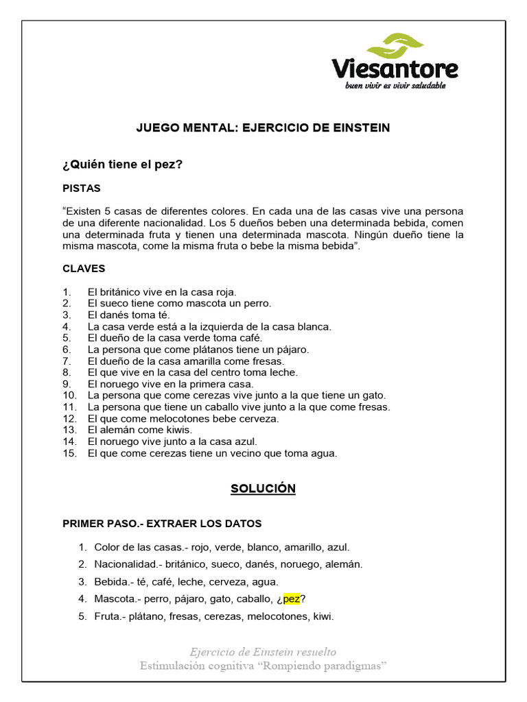 Solución del Enigma de Einstein | PDF | café