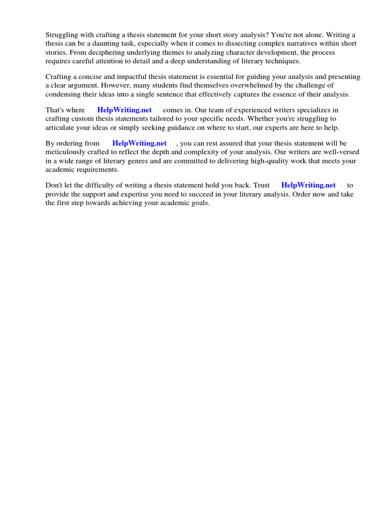 Thesis Statement on Short Stories | PDF | Essays | Thesis
