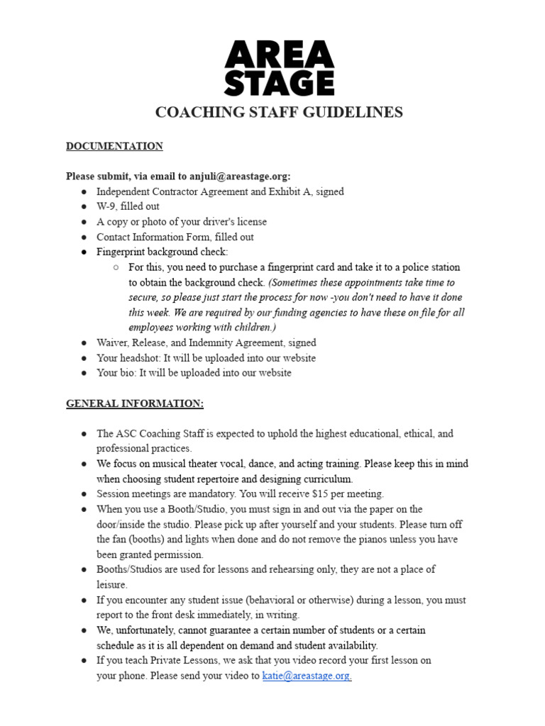 ASC Coaching Staff Guidelines | PDF | Business