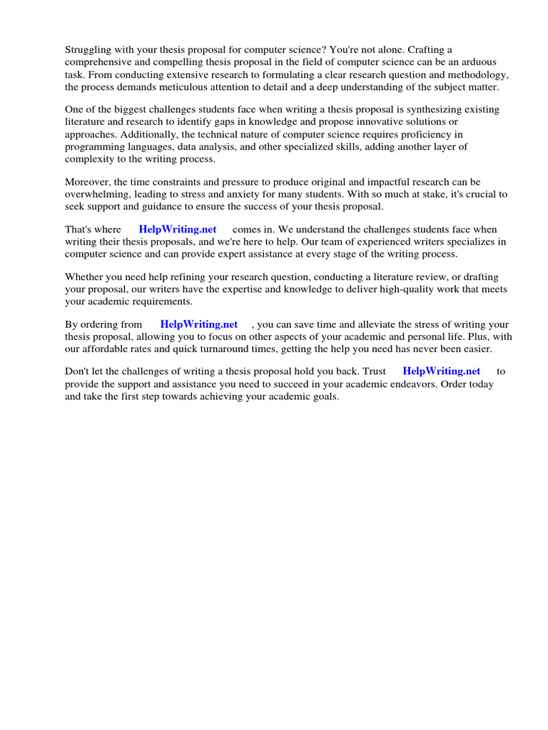 Sample Thesis Proposal For Computer Science | PDF | Thesis | Science Sample Thesis Proposal For Computer Science | PDF | Thesis | Science