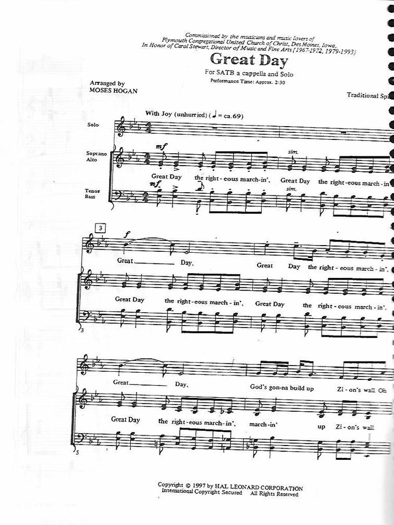Partitura Great Day | PDF