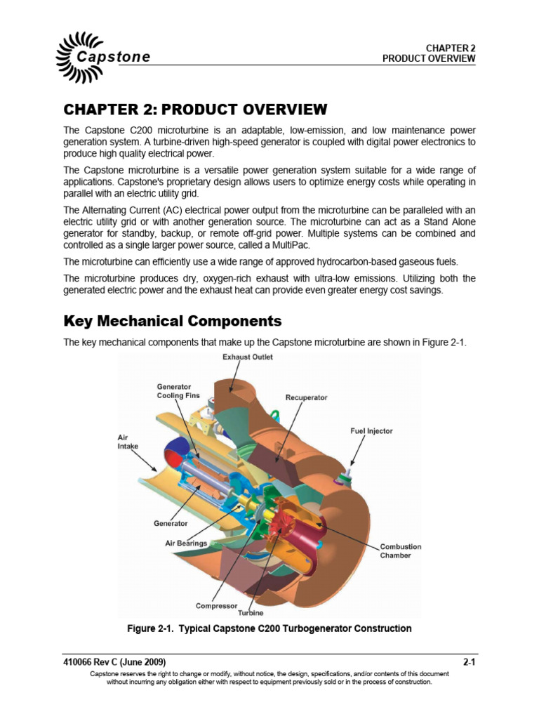 Capstone C200 Microturbine Technical Reference | PDF