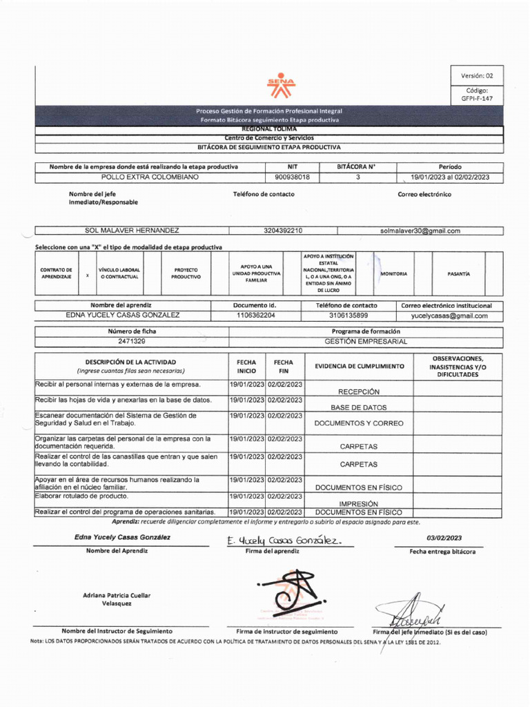 Bitacora Quincenal 19-01-2023 Al 02-02-2023 | PDF Bitacora Quincenal 19-01-2023 Al 02-02-2023 | PDF