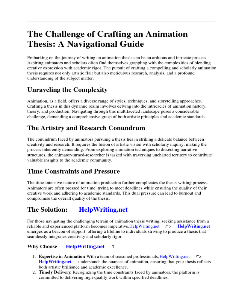 Animation Thesis Example | PDF | Animation | Thesis