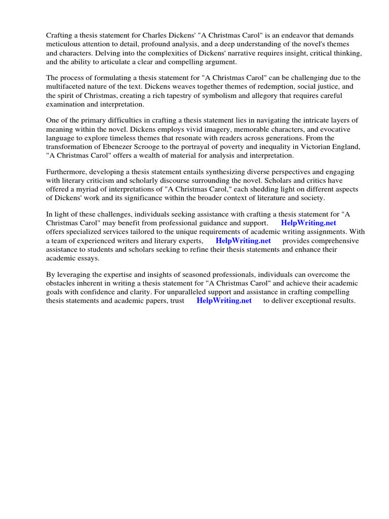Thesis Statement For A Christmas Carol by Charles Dickens | PDF ...