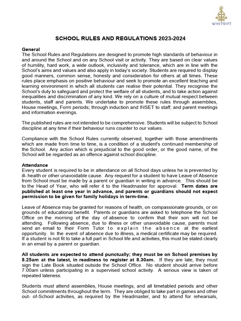 School Rules and Regulations | PDF | Cyberbullying | Bullying