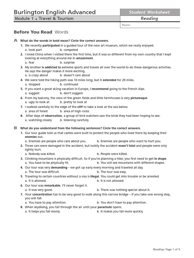 E4_BE_Adv_M1_Reading | PDF | Parachuting