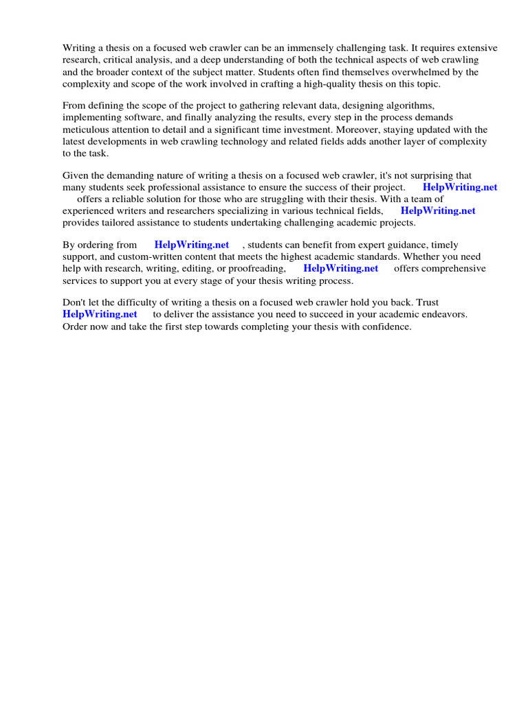 Thesis On Focused Web Crawler | PDF | World Wide Web | Internet & Web Thesis On Focused Web Crawler | PDF | World Wide Web | Internet & Web