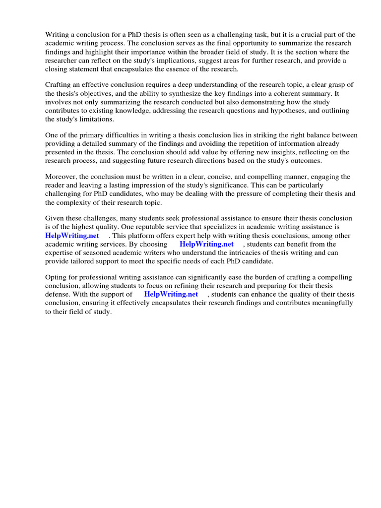 How to Write a Conclusion for Phd Thesis | PDF | Thesis | Essays