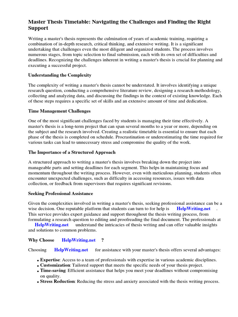 Master Thesis Timetable | Download Free PDF | Thesis | Doctor Of Philosophy