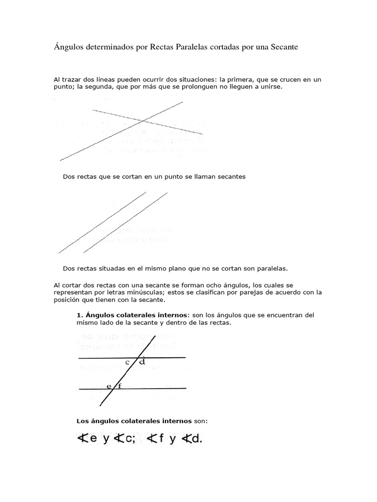 Ángulos Determinados Por Rectas Paralelas Cortadas Por Una Secante | PDF | Ángulo | Matemática ...