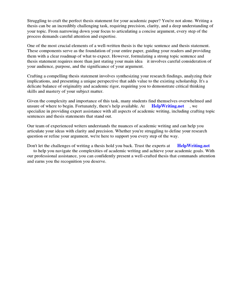 How To Write A Topic Sentence and Thesis Statement | PDF | Essays | Thesis